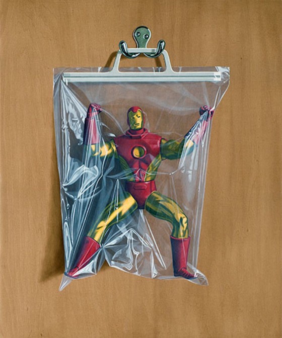 Paintings of Super Heroes in Plastic Pocket – Fubiz Media