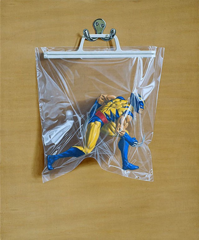 Paintings of Super Heroes in Plastic Pocket – Fubiz Media