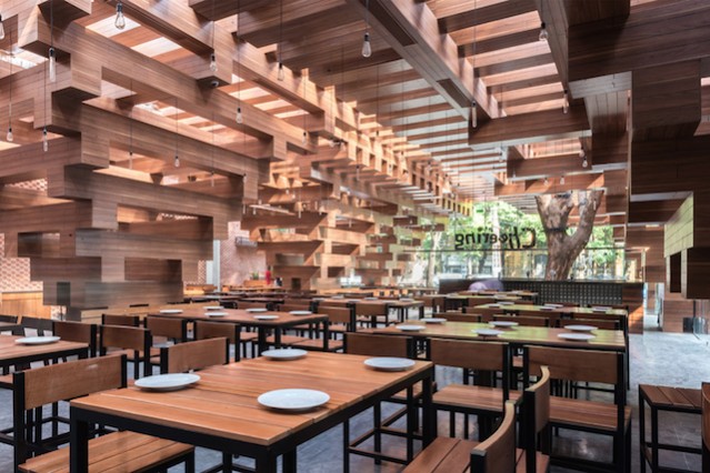A Restaurant with Trees Inside in Hanoi – Fubiz Media