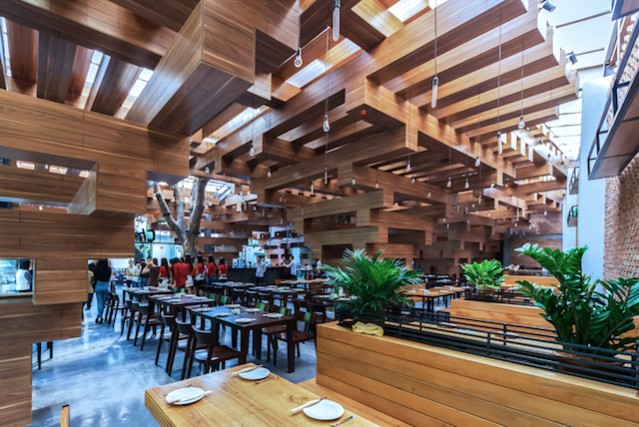 A Restaurant with Trees Inside in Hanoi – Fubiz Media