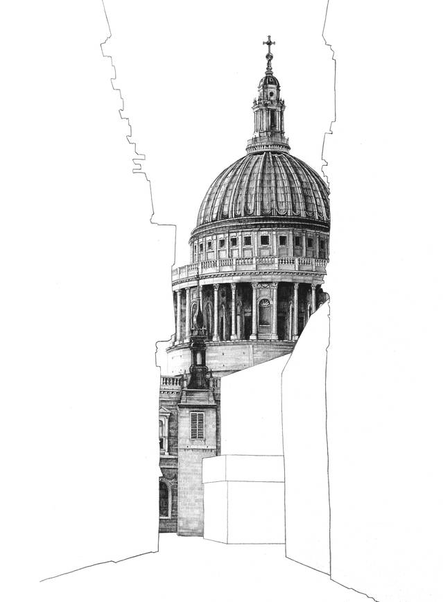 Architectural Drawings Behind Empty Building Silhouettes – Fubiz Media