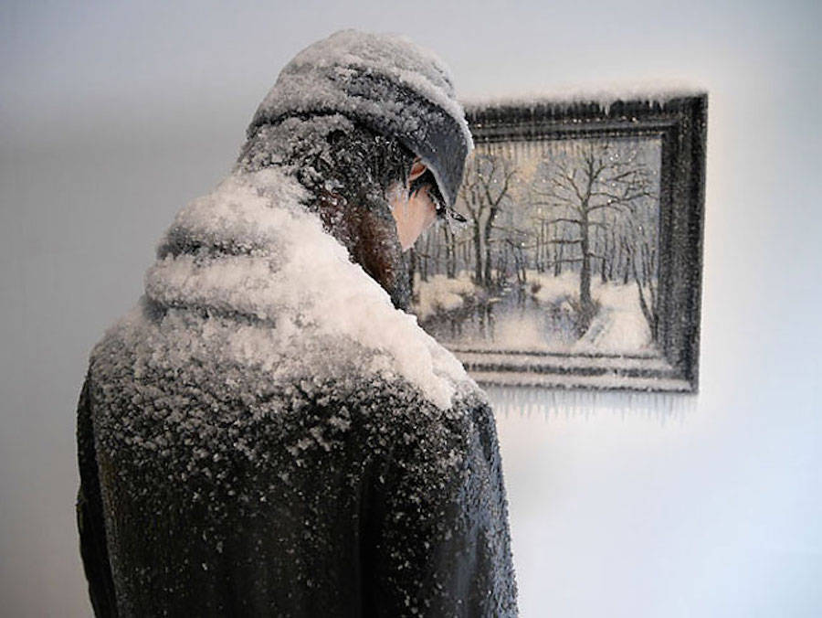 Frozen Man Alongside Icy Painting – Fubiz Media