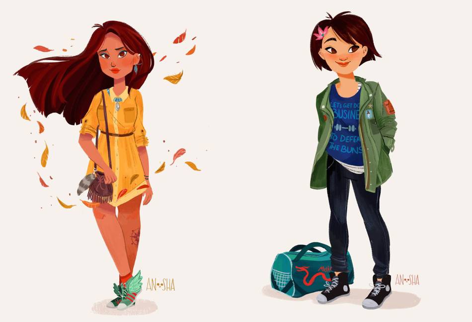 Illustrated Disney Princesses Reimagined As Modern Girls Living In The ...