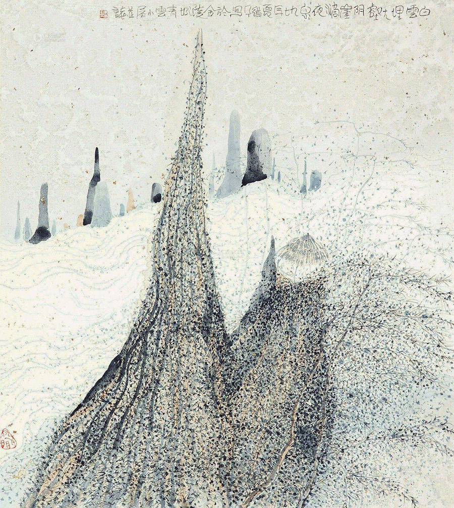 Landscapes Paintings Made With Lines And Dots9 Fubiz Media