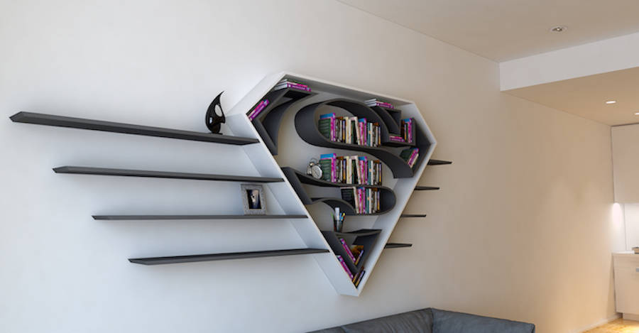 Funny Bookshelves with Superheroes Logos – Fubiz Media