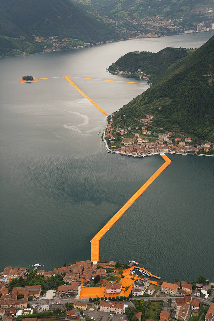 Orange Floating Path Installation in the Middle of an Italian Lake ...