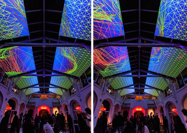 Complex Meshes Mapping Projection on a Loft’s High Ceiling – Fubiz Media
