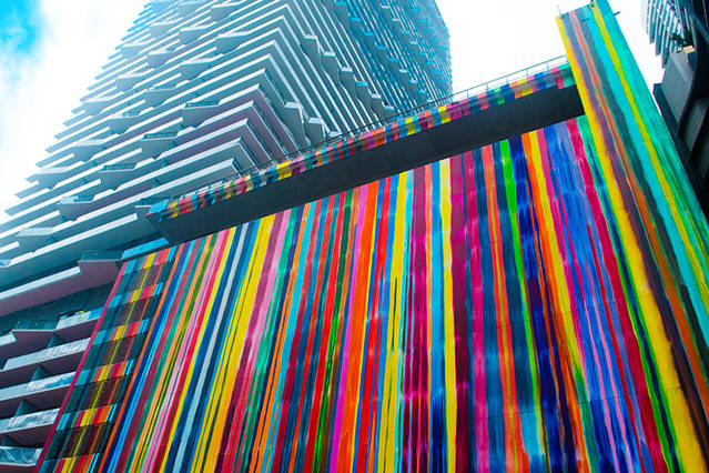 Colorful & Striped Massive Mural on a Miami’s Building Facade – Fubiz Media
