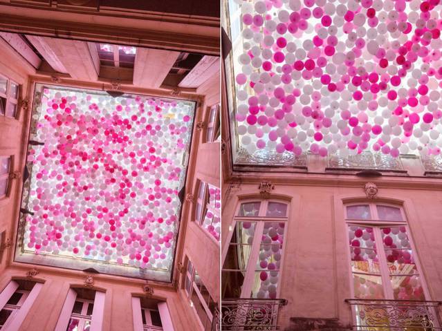Beautiful Ceiling of Pink Balloons in a French Hotel – Fubiz Media