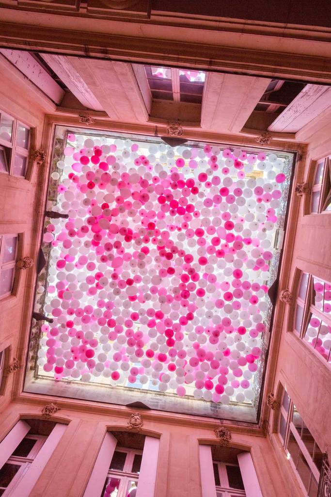 Beautiful Ceiling of Pink Balloons in a French Hotel – Fubiz Media