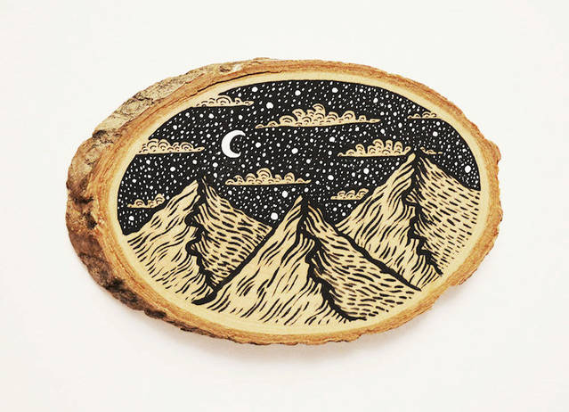 Wood Slices Decorated with Paintings and Illustrations – Fubiz Media