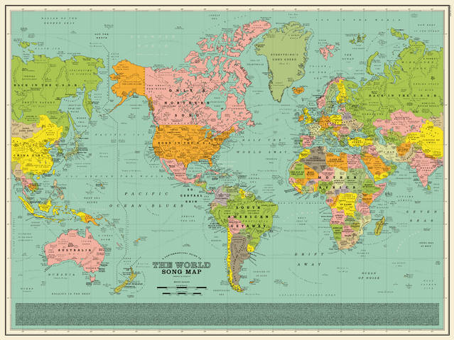Clever World Map With Song Titles as Cities & Countries – Fubiz Media