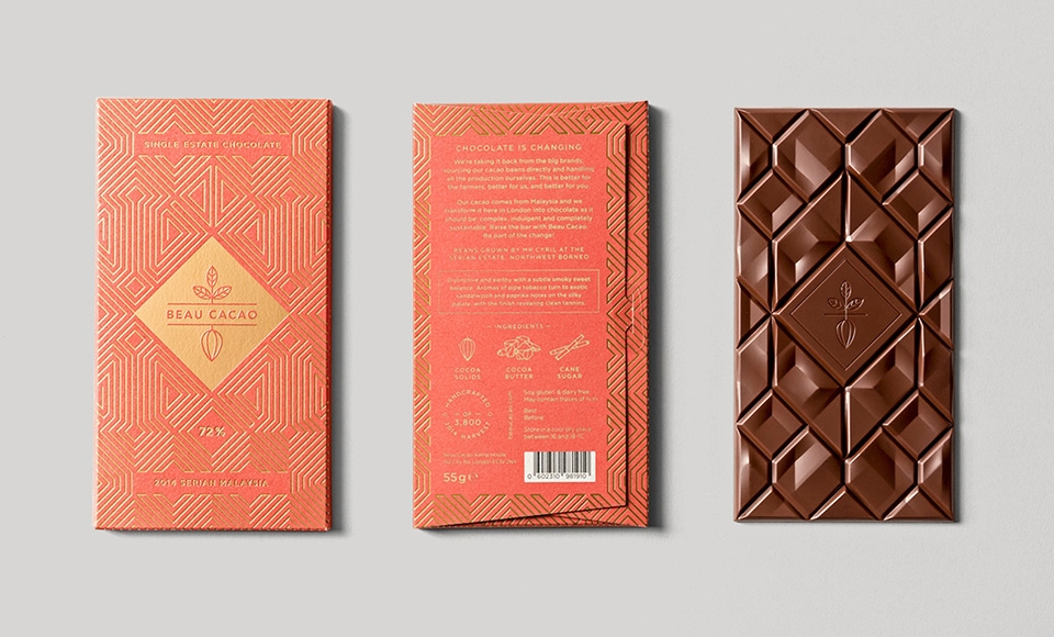 Very Graphic Design of Chocolate Bar and Packaging for Beau Cacao ...